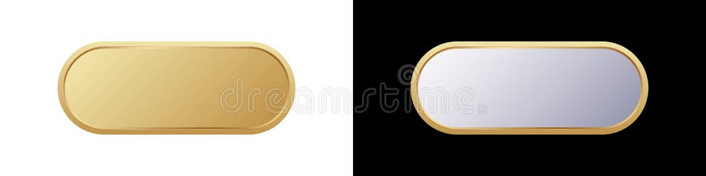 Rectangular Gold and Silver Badge with Rounded Corners on White and ...