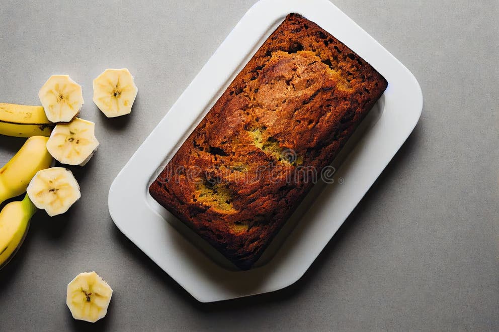 Rectangular Baked Banana Cupcake on White Board on Table Stock ...