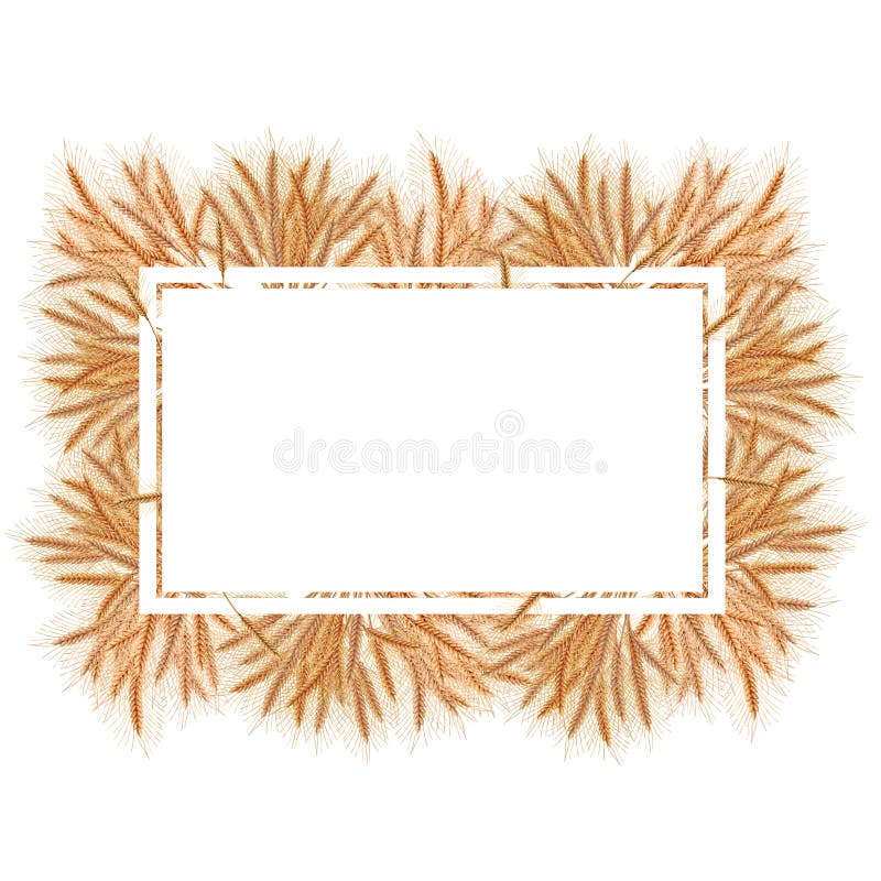 Rectangular Banner with Wheat Frame Stock Image - Illustration of gold ...
