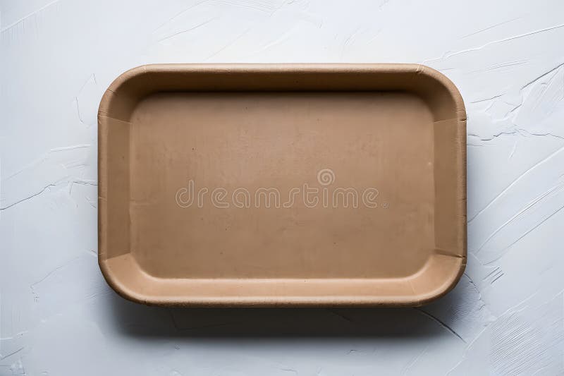 Rectangular Beige Cardboard Tray for Versatile Use Against White ...