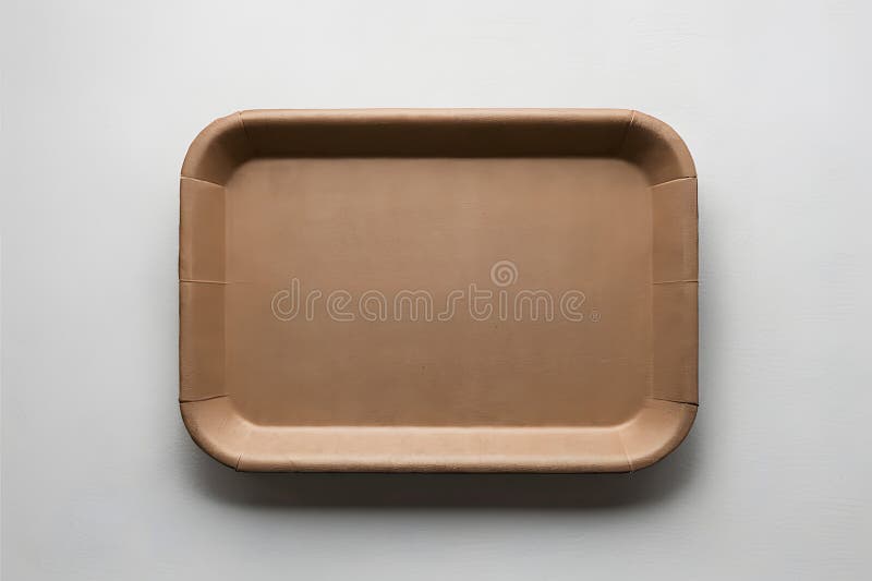 Rectangular Beige Cardboard Tray for Versatile Use Against White ...