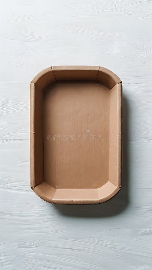 Rectangular Beige Cardboard Tray for Versatile Use Against White ...