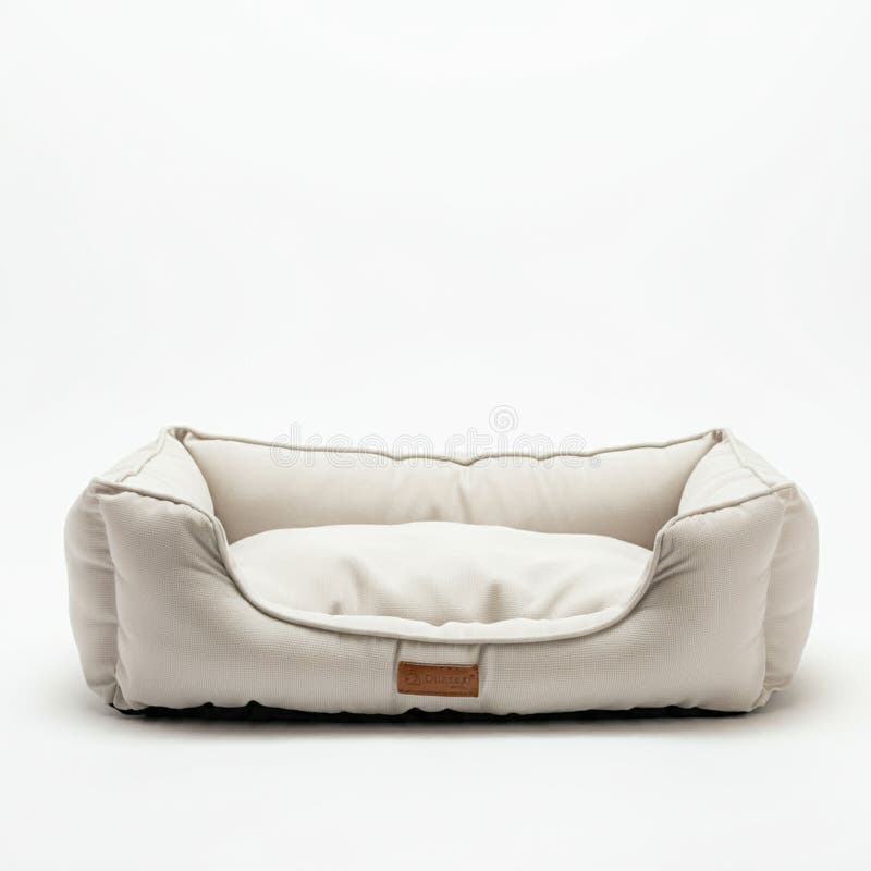 Rectangular Beige Pet Bed with Raised Edges and a Plush, Cushioned ...