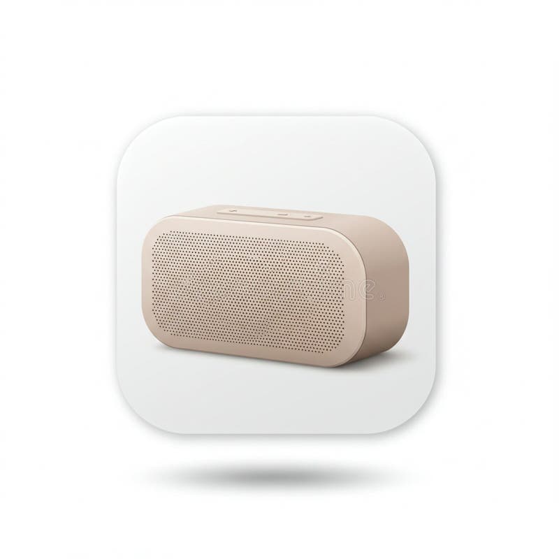 Rectangular Beige Speaker with Rounded Edges, Featuring a Perforated ...