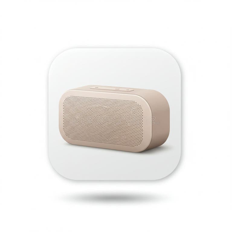 Rectangular Beige Speaker with Rounded Edges, Featuring a Perforated Front Panel. Stock ...