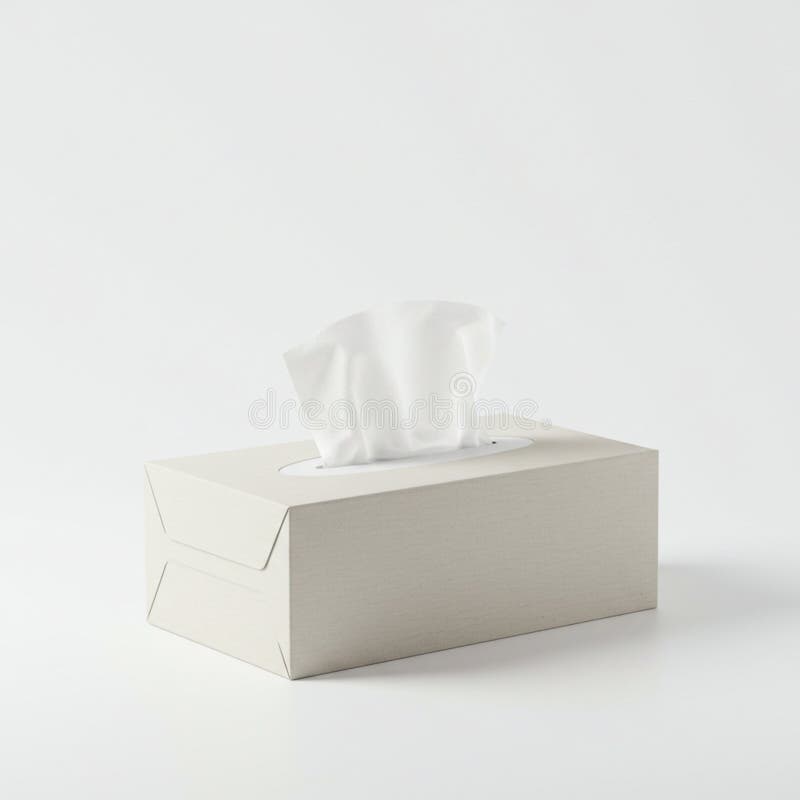 A Rectangular Beige Tissue Box with a Textured Surface Sits Against a ...
