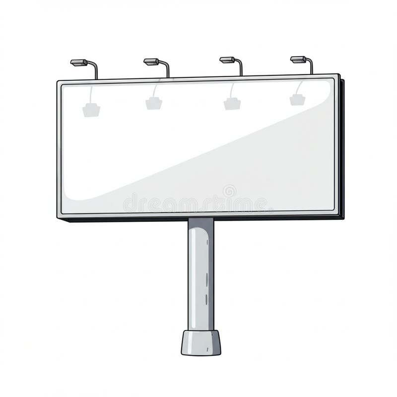 Rectangular Billboard Mounted on a Single, Sturdy Vertical Post with a ...