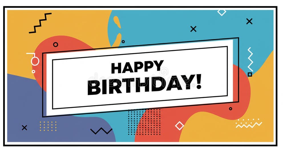 Rectangular Birthday Greeting with Multicolored Abstract Background ...