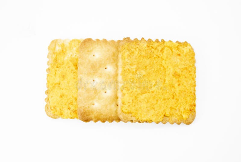 Rectangular Biscuit with Butter Isolated on White. Top View Stock Image ...