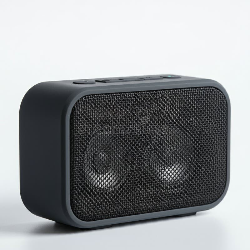 Rectangular Black Bluetooth Speaker with Rounded Corners on a White ...