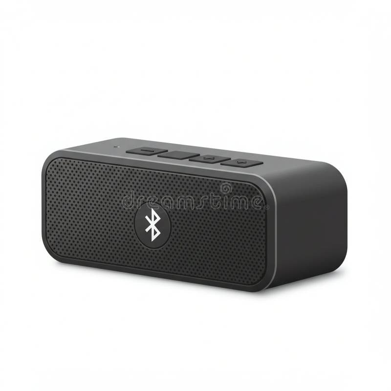 Rectangular Black Bluetooth Speaker with Rounded Edges. Front Panel ...