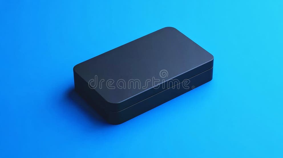Rectangular Black Box Mockup with Soft Shadows on a Blue Gradient ...