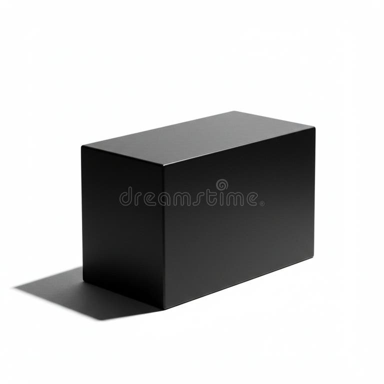 Rectangular Black Box on a White Surface, Casting a Subtle Shadow. the ...