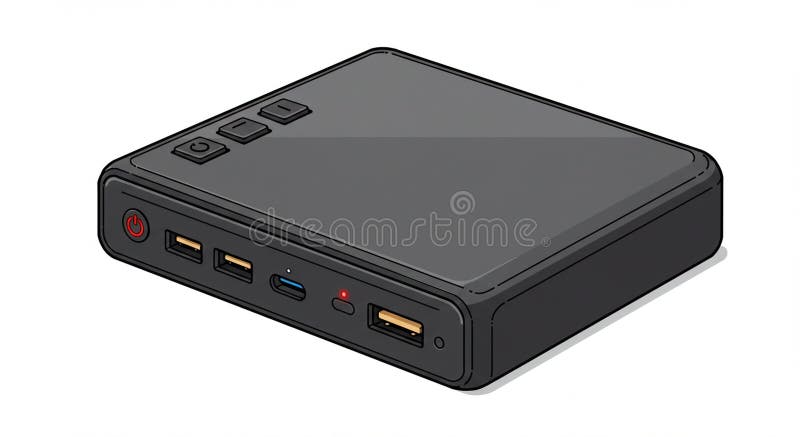 Rectangular Black Electronic Device with a Power Button on the Front ...