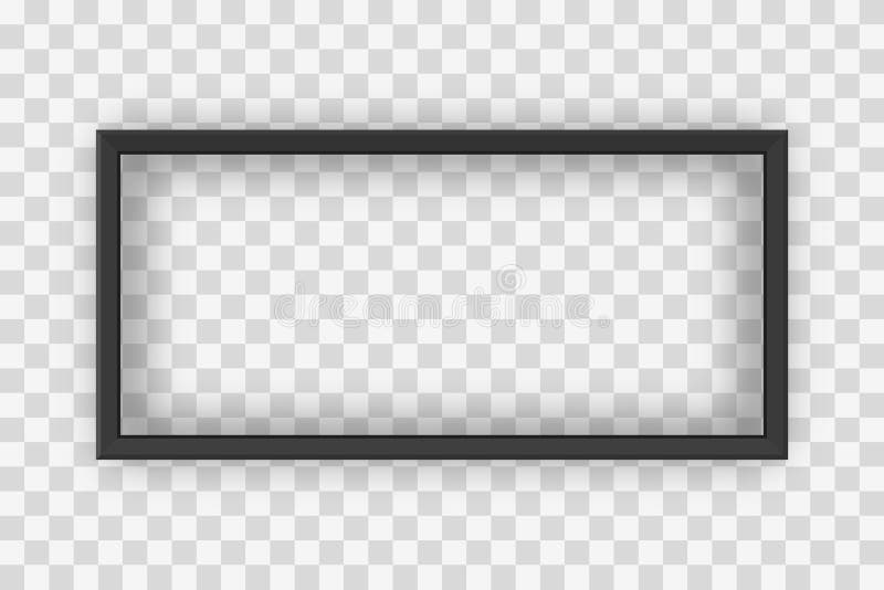 Rectangular Black Photo Frame Mockup on Transparent Background ...