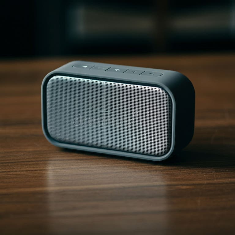 Rectangular Black Portable Bluetooth Speaker with Rounded Edges on a ...