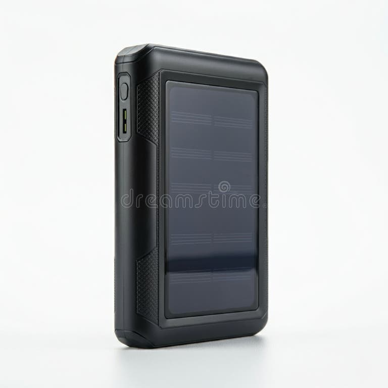 Rectangular Black Portable Solar Power Bank with a Sleek Design. the ...
