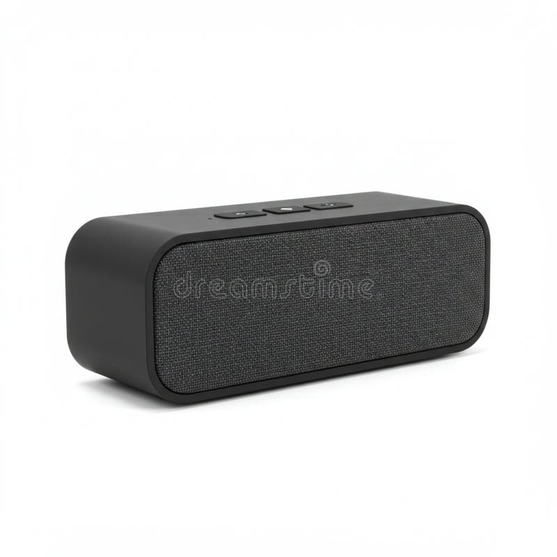 Rectangular Black Portable Speaker with Rounded Edges and a Fabric ...