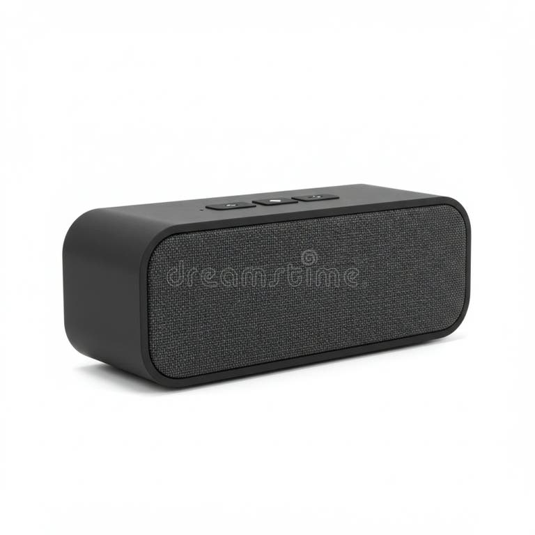 Rectangular Black Portable Speaker with Rounded Edges and a Fabric ...