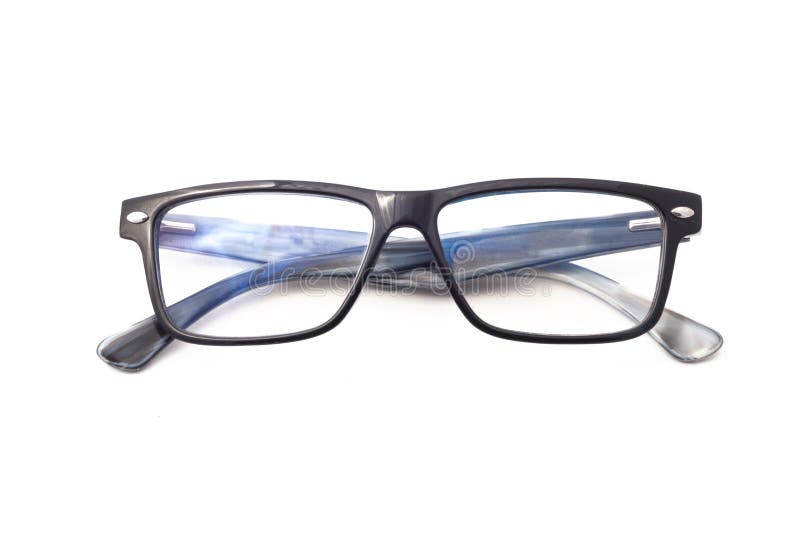 Rectangular Black-rimmed Glasses are Side View on a White Background ...