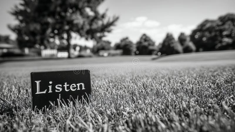 A Rectangular Black Sign with the Word "Listen" in White, Bold Letters ...