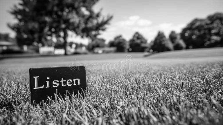 A Rectangular Black Sign with the Word "Listen" in White, Bold Letters ...