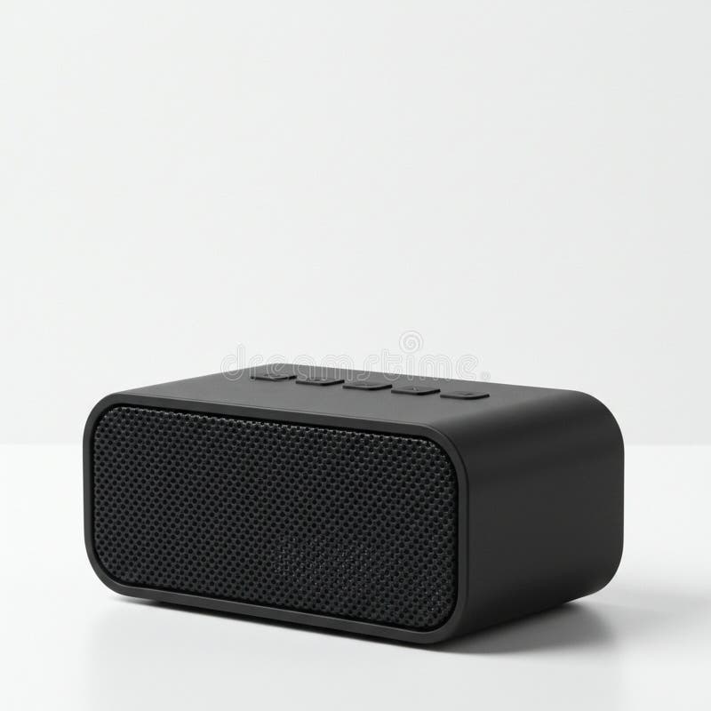 Rectangular Black Speaker with Rounded Edges. Front Features a Mesh ...