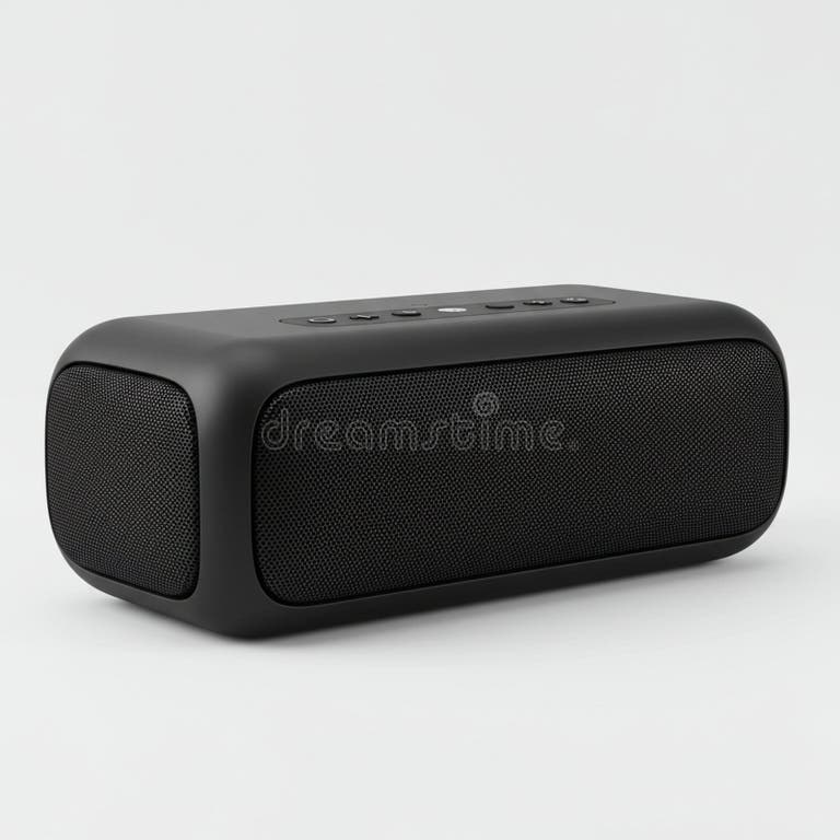 Rectangular Black Wireless Speaker with Rounded Edges, Featuring a ...