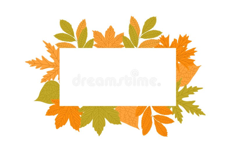 Rectangular Blank Autumn Forest Foliage Frame with Space for Text ...