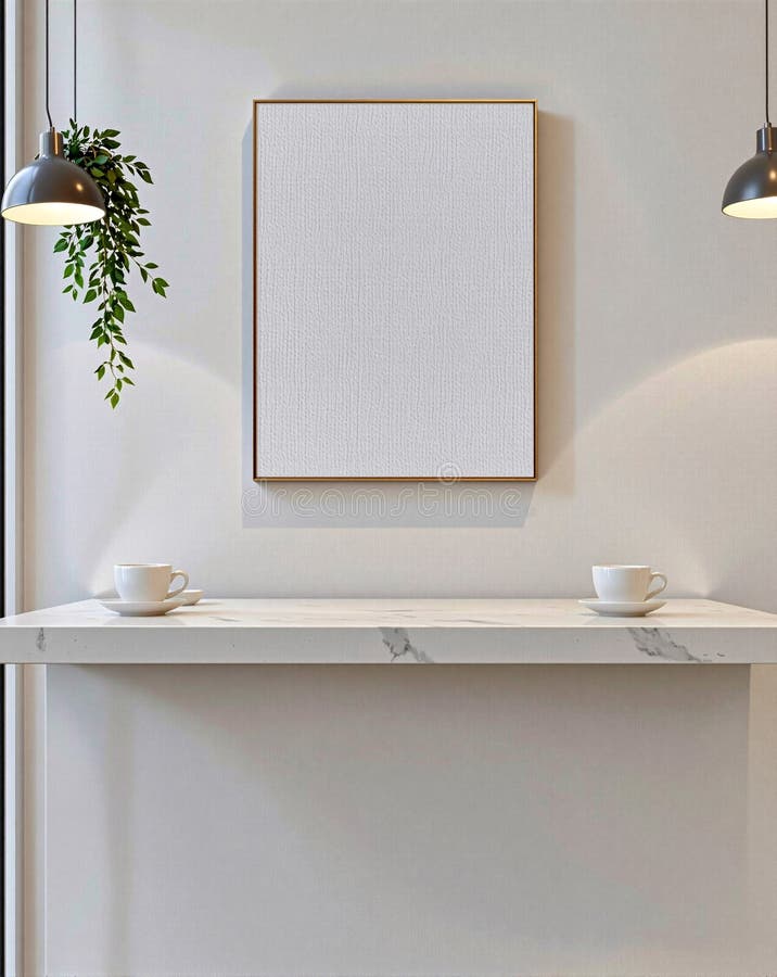 A Sleek Blank Menu Canvas Placed on a Modern, Clean White Wall in a ...