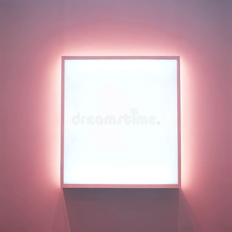 A Rectangular Blank Light Box on the Pink Wall with Generative AI Stock ...