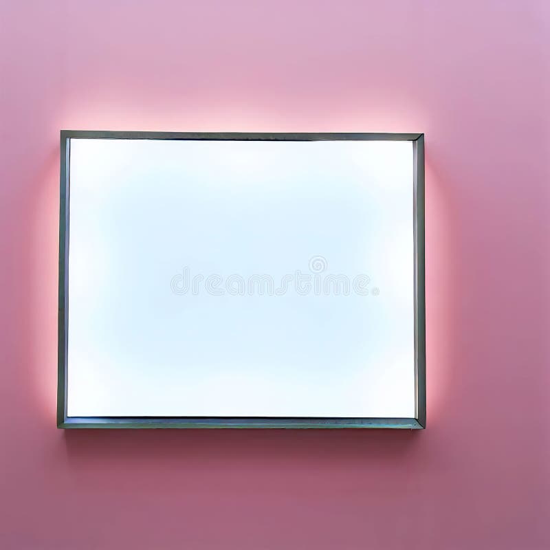 A Rectangular Blank Light Box on the Pink Wall with Generative AI Stock ...