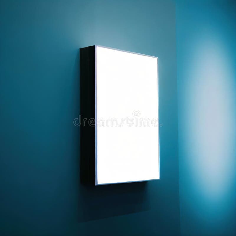 A Rectangular Blank Light Box on the Pink Wall with Generative AI Stock ...