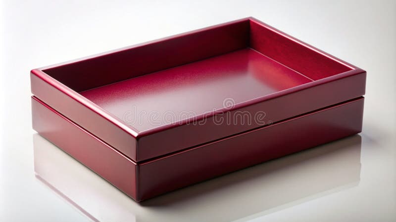 Rectangular Blank Ruby Red Box Topped With A Deep Burgundy Lid Rich In Color Generative Ai Stock