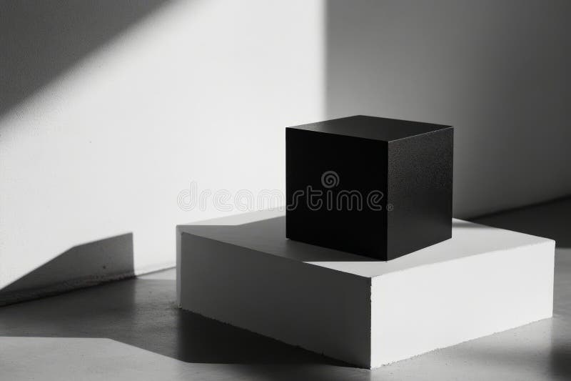 Rectangular Block in Black, Casting Dramatic Shadows, Creating a Simple ...