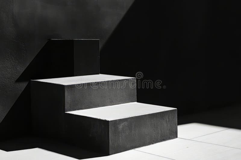 Rectangular Block in Black, Casting Dramatic Shadows, Creating a Simple ...