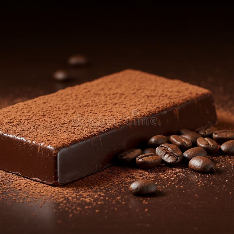 A Rectangular Block of Chocolate is Dusted with Cocoa Powder, Resting ...