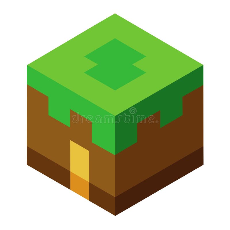 A Rectangular Block in Minecraft Made of Grass and Dirt Stock Vector ...