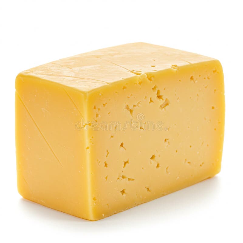A Rectangular Block of Yellow Cheese, Likely Cheddar. the Surface is ...