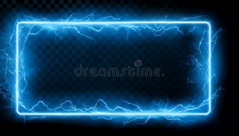 Rectangular Blue Frame with Electric, Glowing Energy Effect on ...
