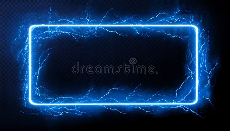 Rectangular Blue Frame with Electric, Glowing Energy Effect on ...