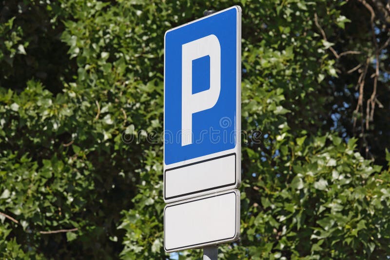 Blue Road Sign Letter P Means Car Park Stock Photos - Free & Royalty ...