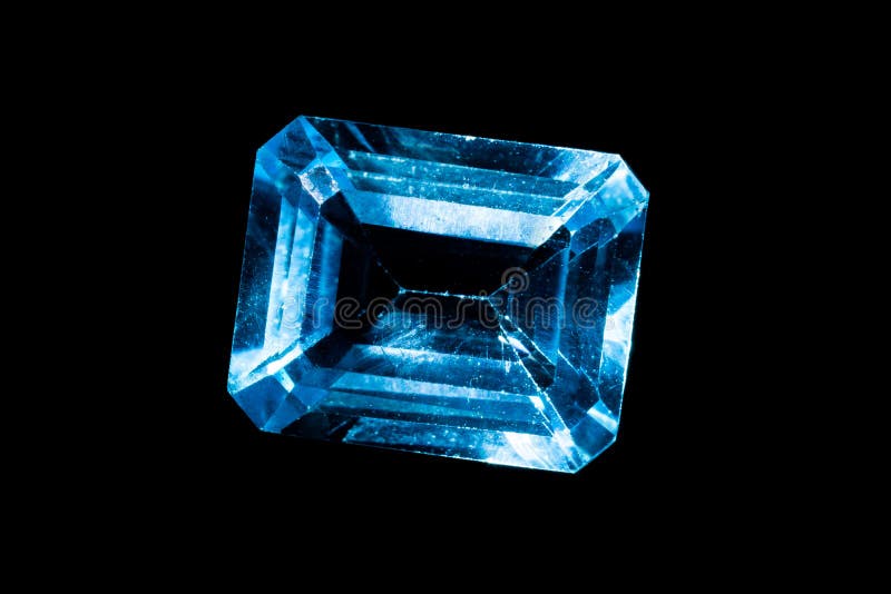 Rectangular blue topaz stock photo. Image of rich, reflection - 80702114