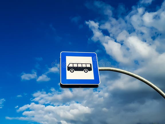 Rectangular Blue with White Square Road Sign Stock Photo - Image of ...