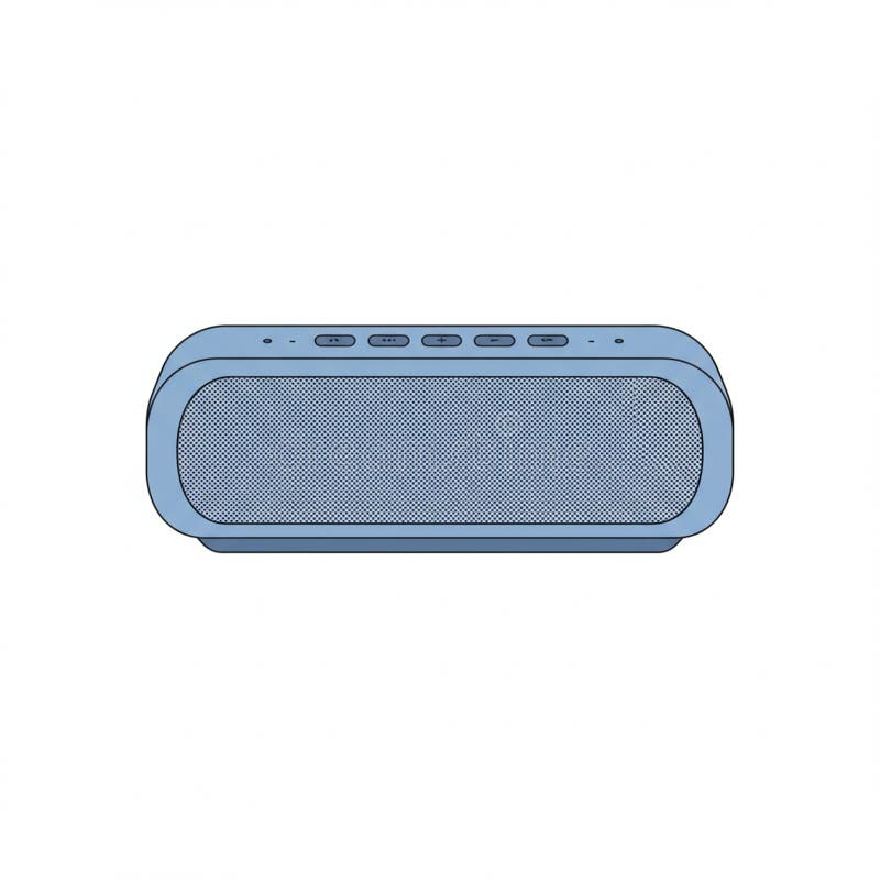 Rectangular Blue Wireless Speaker with Rounded Edges. Features a Mesh ...