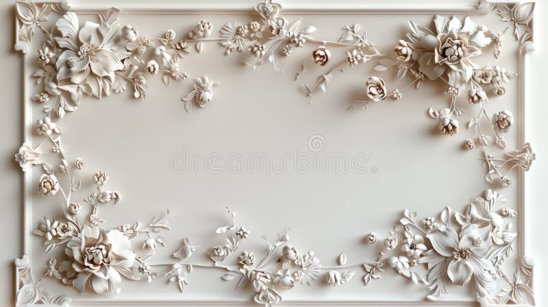 A Rectangular Boiserie Frame Adorned with Delicate Flowers Along Its ...