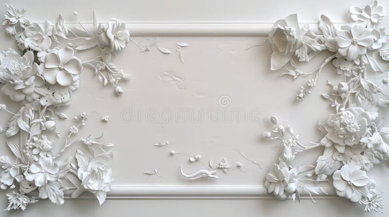A Rectangular Boiserie Frame Adorned with Delicate Flowers Along Its ...