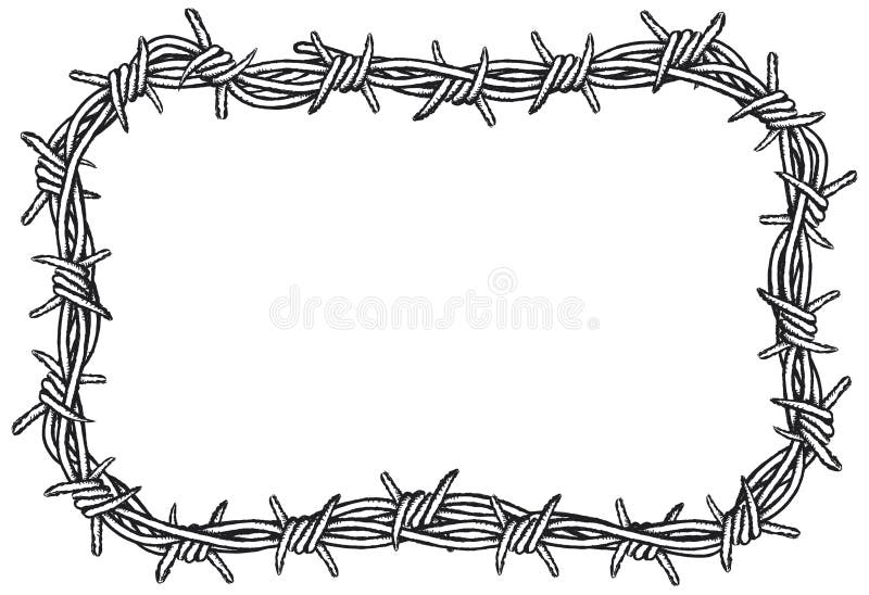 Rectangular Border of Barbed Wire Stock Illustration - Illustration of ...
