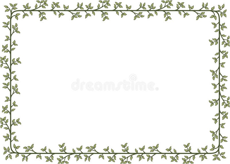 Rectangular Border with a Branch of Green Leaves Stock Illustration ...