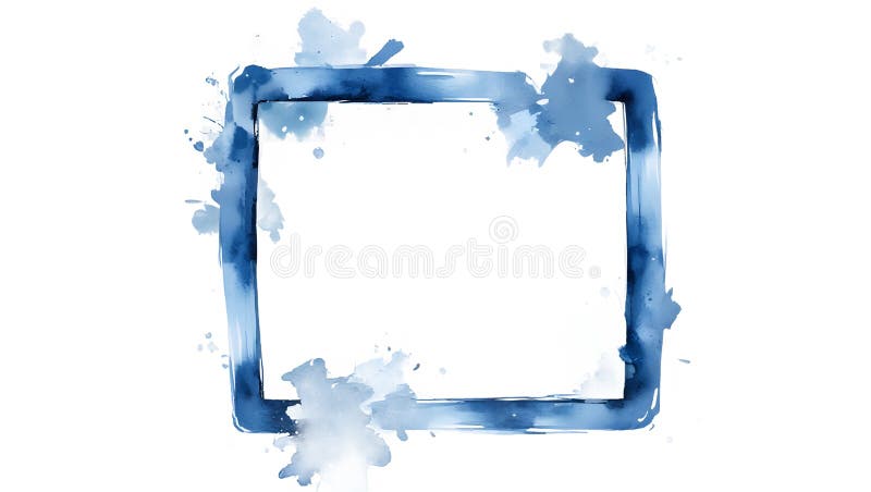 A Rectangular Border Created with Soft Blue Watercolor Brush Strokes ...